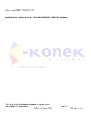 CPRS For Imports DOC