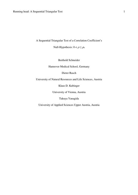 Pdf A Sequential Triangular Test Of A Correlation Coefficients Null