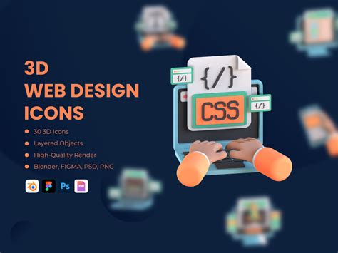 3d Web Design Icon Set Flat Icons