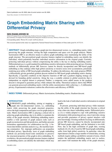Pdf Graph Embedding Matrix Sharing With Differential Privacy