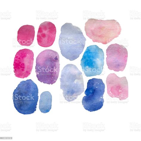 Watercolour Simple Abstract Blobs Clip Art Different Spots Hand Drawn Objects Isolated Elements