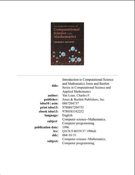 Solutions For Introduction To Computational Science And Mathematics 1st By Charles F Van Loan