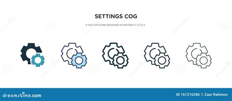 Settings Cog Icon In Different Style Vector Illustration Two Colored And Black Settings Cog