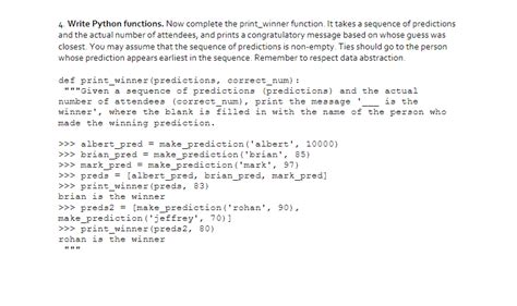 Solved 4 Write Python Functions Now Complete The