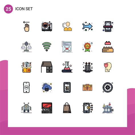 25 User Interface Filled Line Flat Color Pack Of Modern Signs And Symbols Of Direction Arrow