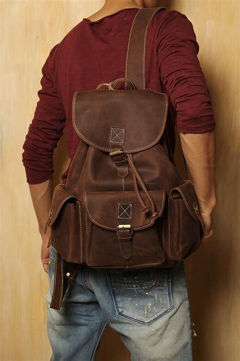 Leather Backpack Bag Briefcase Backpack Messenger Laptop Mens Bag On Luulla