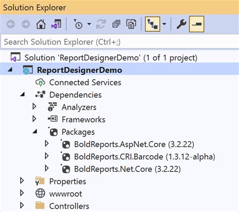 Configure Report Item Extensions Core Designer