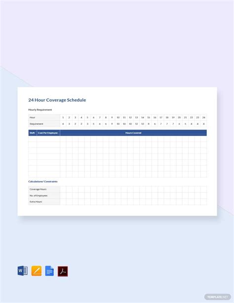 24 Hour Coverage Schedule Template In Word Pages PDF Download Template Net