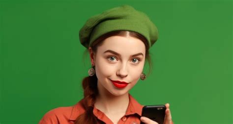 Premium Ai Image Portrait Of Attractive Cheerful Amazed Girl Using