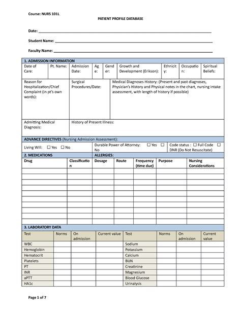 Patient Profile Template