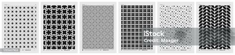 기하학적 패턴이 있는 추상 벡터 미니멀리즘 포스터 흑백 리드미컬한 반복 질감 일반적으로 반복되는 요소가 있는 창의적인 현대 미술 작품 다양한 모양 세트 7 0명에 대한 스톡