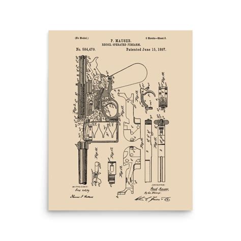 Mauser C96 Broomhandle Patent Blueprints Schematics Etsy