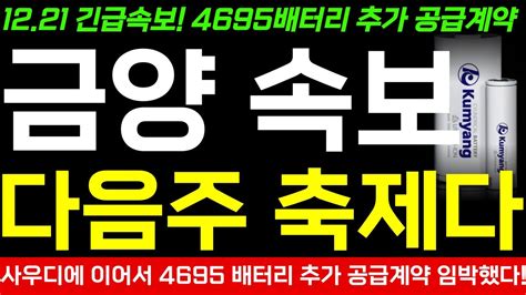 금양 주가 전망 단독 긴급속보 4695배터리 추가 공급계약 임박 이제 다음주 축제다 주주님들 건물주 될 준비하세요