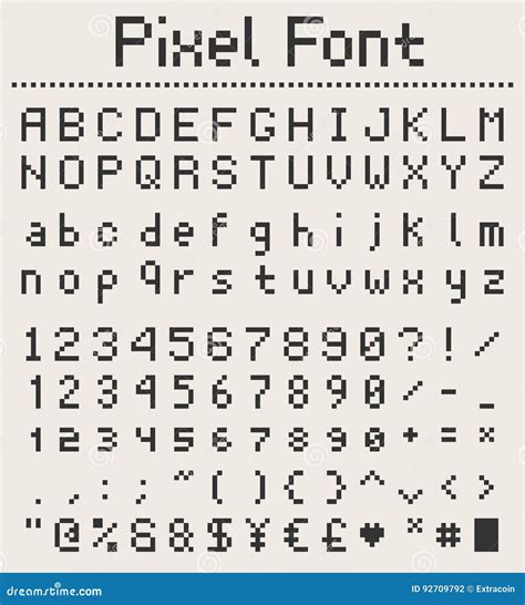 Pixel Font Alphabet Letters And Numbers Retro Videgame Type Stock Vector Illustration Of