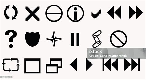 Set Of Icons For Text Arrows Check Mark Question Mark Pause Play Stock Illustration Download