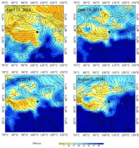 Water Vapor Stream And Precipitable Water Amount Pw Surrounding The