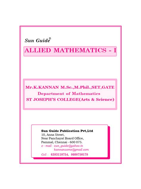Allied Mathematics I Full Book 1 Pdf Numerical Analysis Mathematics