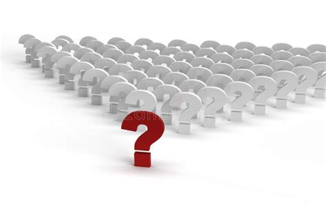3d Render Of A Row Of Red Capital Question Marks On A White Background Stock Illustration