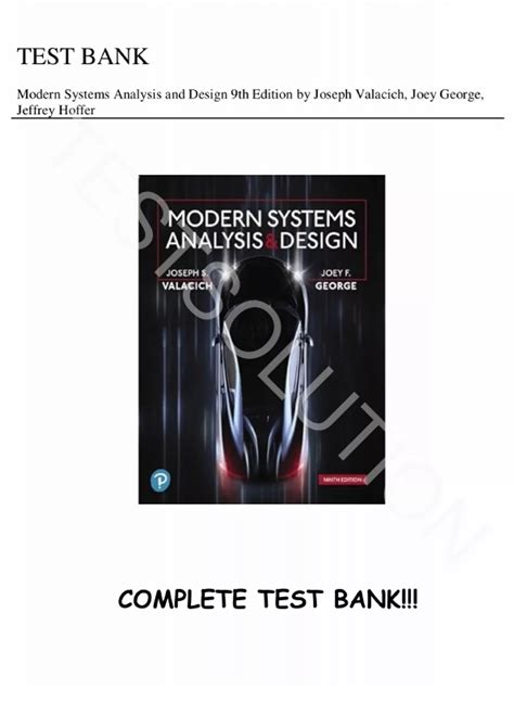 Test Bank For Modern Systems Analysis And Design 9th Edition By Joseph Valacich Joey George