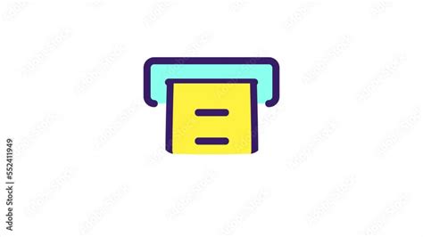 Animated Receipt Color Ui Icon Automated Teller Machine Atm Feature Seamless Loop Hd Video