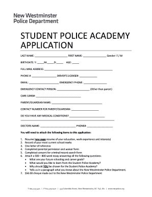 Police Academy Application Form 2023 Printable Forms Free Online