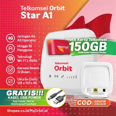 Jual Modem Telkomsel Orbit Star A Gratis Gb Kuota Free Kabel Usb Power Step Up Promo