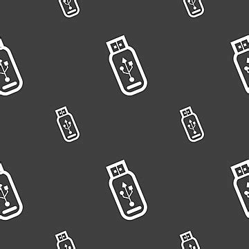 Vector Seamless Pattern Of Usb Flash Drive Icon On Gray Background Vector Concept Style