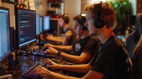 Collaborative Coding Team Of Developers Working Together Premium Ai