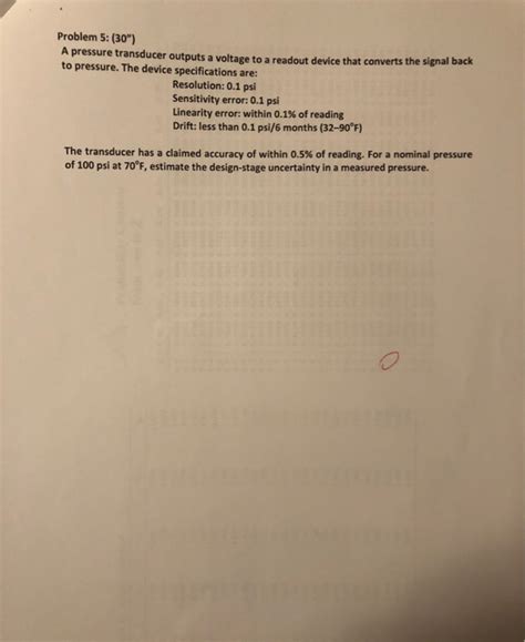 solved problem 5 30 a pressure transducer outputs a