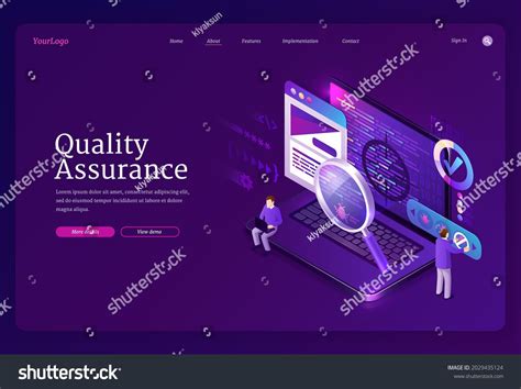 Quality Assurance Isometric Landing Page Tiny Stock Vector Royalty Free 2029435124