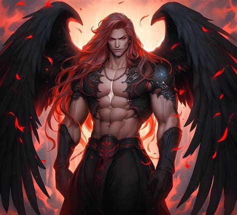 Male With Wings Half Angel Half Demon Fantasy Art Dark Angel Art
