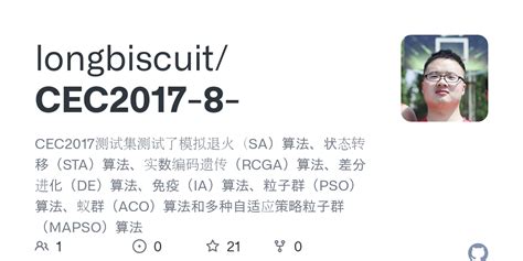 Github Longbiscuitcec2017 8 Cec2017测试集测试了模拟退火（sa）算法、状态转移（sta）算法、实数编码遗传（rcga）算法、差分进化（de）算法