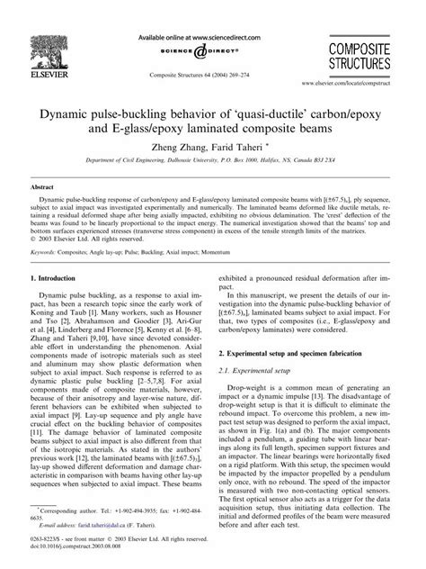 Pdf Dynamic Pulse Buckling Behavior Of `quasi Ductile Carbonepoxy And E Glassepoxy