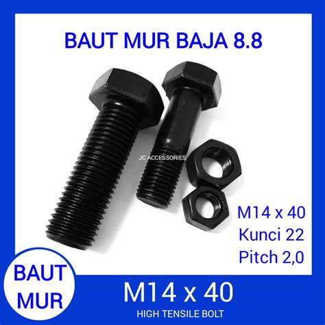 Jual Baut Mur Baja M X Full Drat Kunci Pitch X High Tensile Bolt Hex Hexagon