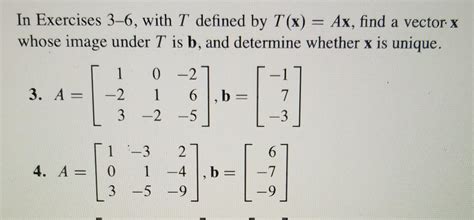 Solved In Exercises With T Defined By T X Ax Find A Chegg Com