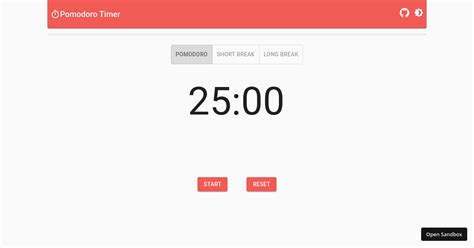 Pomodoro Timer Codesandbox