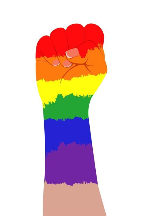 Rainbow Hand Clenched Into A Fist Brush Stroke Of Lgbt Flag Human