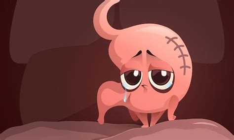 Free Vector Cartoon Upset Stomach Character Crying Mascot In 2024