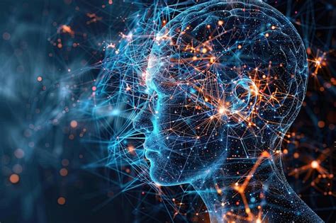 Abstract Digital Representation Of A Human Head With Connecting Lines