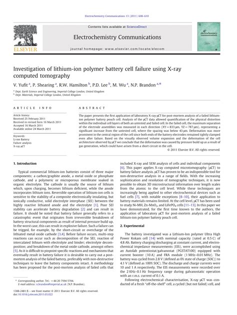 Pdf Investigation Of Lithium Ion Polymer Battery Cell Failure Using X Ray Computed Tomography