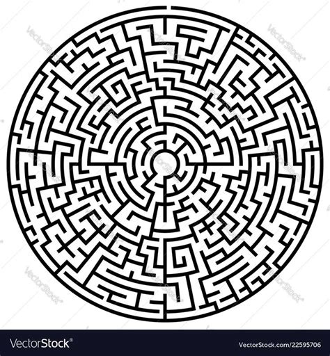 Solvable Circular Maze Element Isolated On White Vector Image Vector