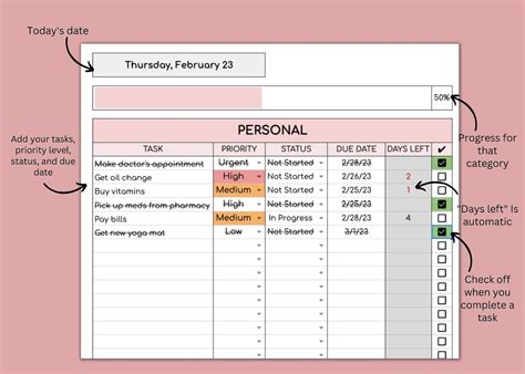 Task Tracker Google Sheets Template To Do List Task Tracker Template Task Manager Task
