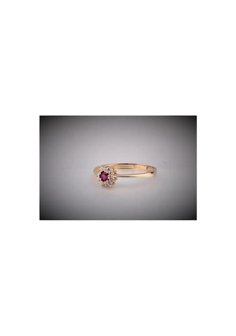 Ruby Lal Taşı Gül Evlilik Teklifi Yüzüğü Hediye 14 Ayar Kadın A