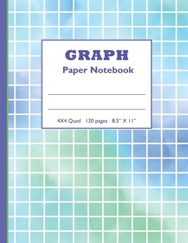 graph paper composition notebook quad ruled with four squares per inch 4x4 large graph paper