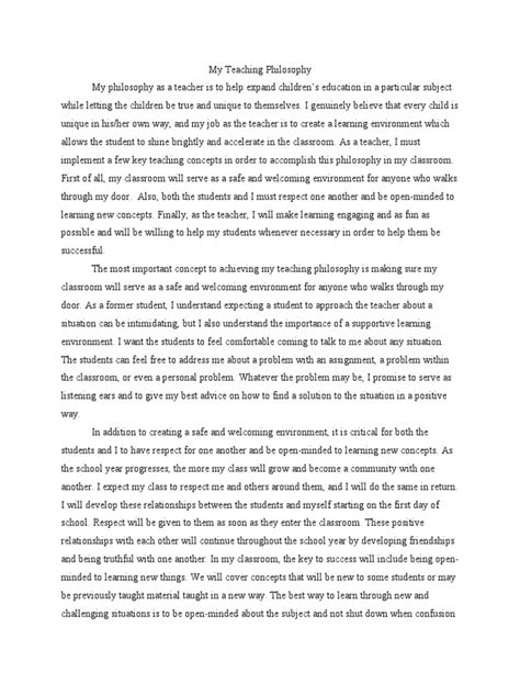 My Teaching Philosophy 1 Pdf Teaching Method Teachers