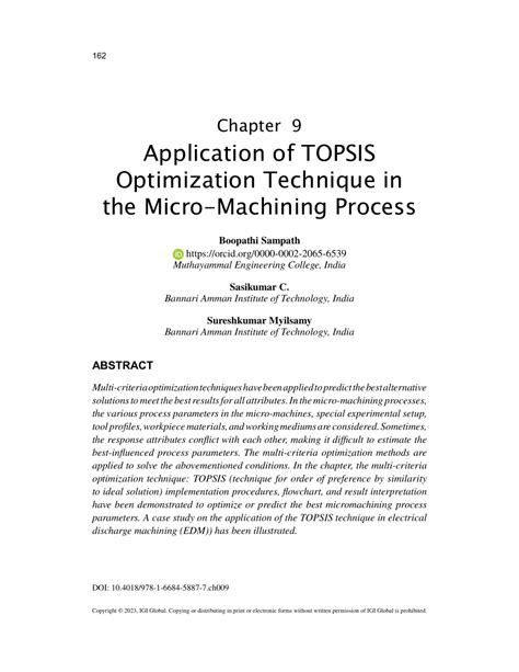 Pdf Chapter 9 Application Of Topsis Optimization Technique In The Micro Machining Process