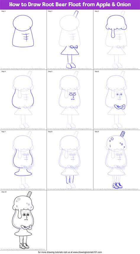 How To Draw Root Beer Float From Apple Onion Apple Onion Step By Step