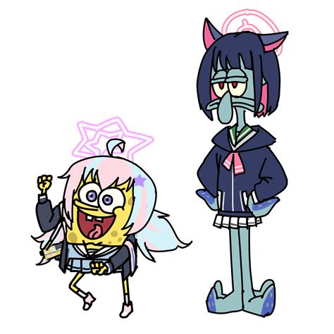 Jochal Kazusa Blue Archive Reisa Blue Archive Spongebob