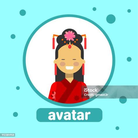 아시아 여자 아바타 아이콘 몽골 여성 전통 의상 프로필 초상화 다민족 그룹에 대한 스톡 벡터 아트 및 기타 이미지 다민족