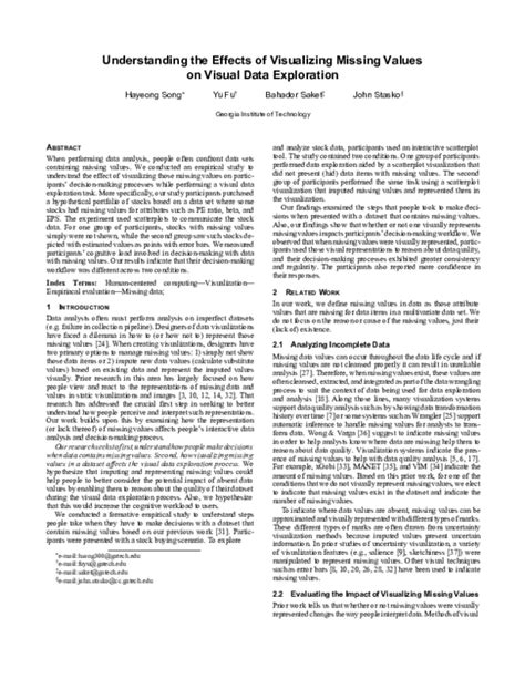 Pdf Understanding The Effects Of Visualizing Missing Values On Visual Data Exploration